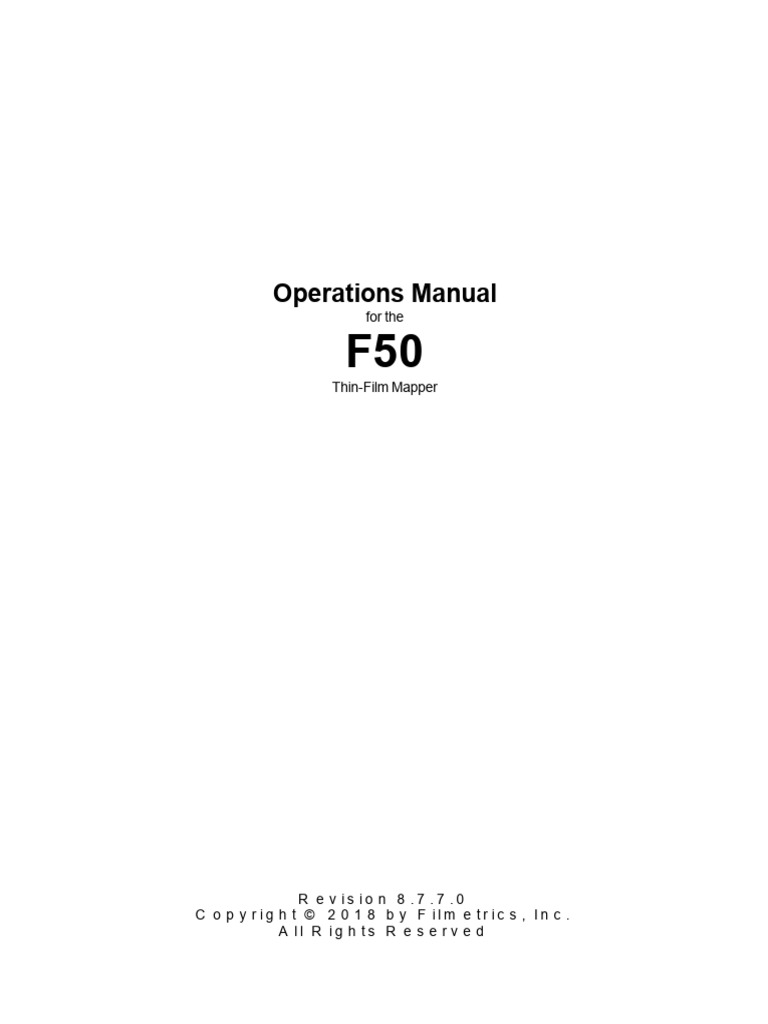 Filmetrics F50 User Manual | PDF | Computer File | Color