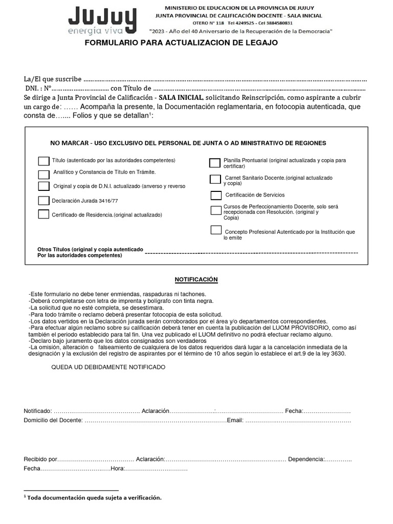 Formulario de Actualización Docente 2025 | PDF