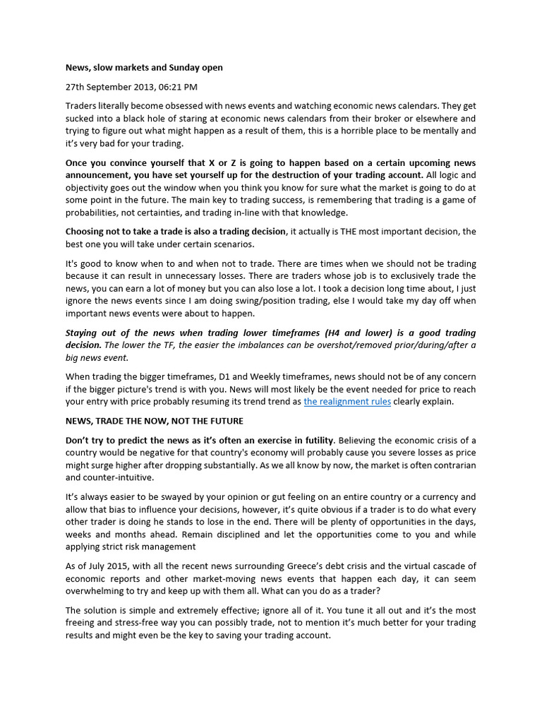 34 Ews, Slow Markets - Sunday Open | PDF | Market (Economics) | Prices