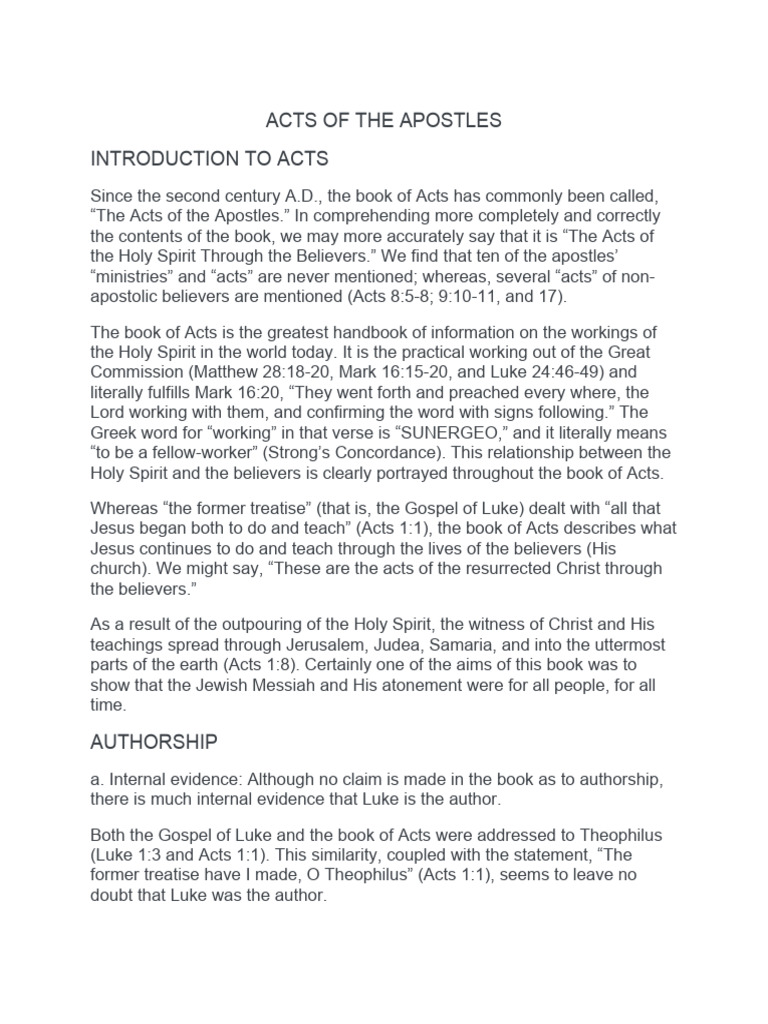 Acts: Holy Spirit's Work Through Believers | PDF | Acts Of The Apostles ...