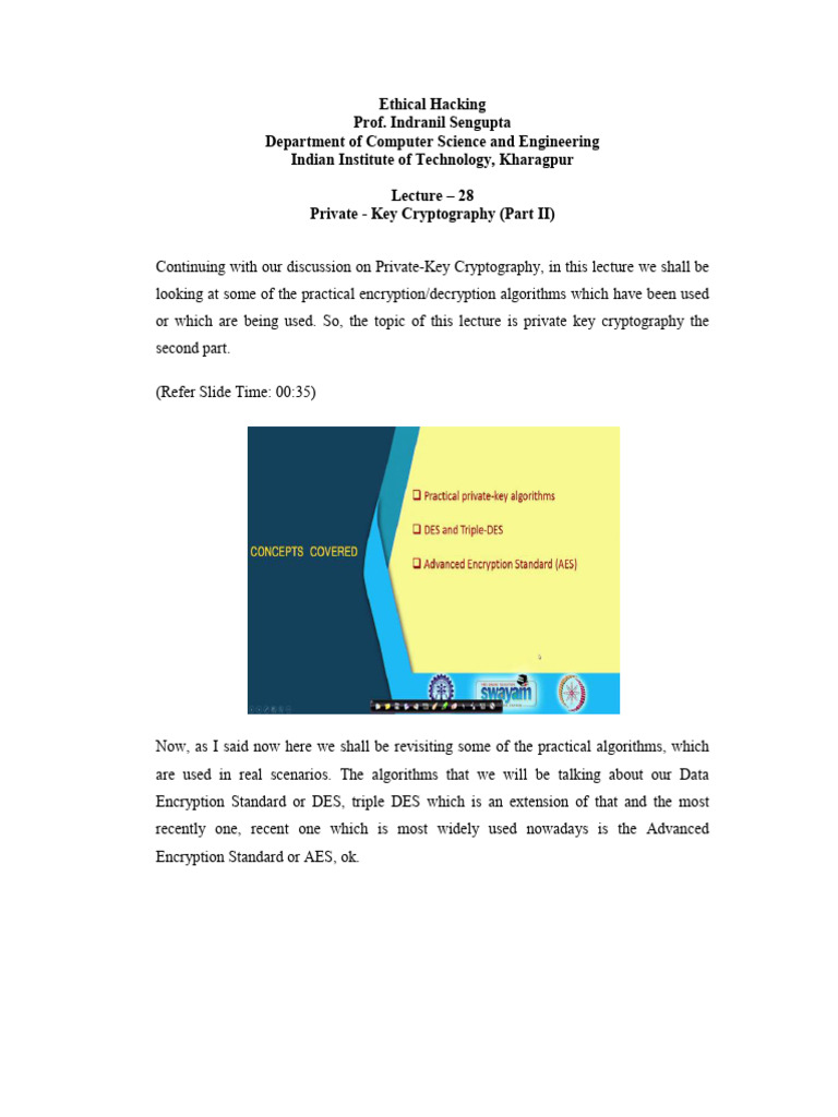 Lec 28 | PDF | Cryptography | Encryption