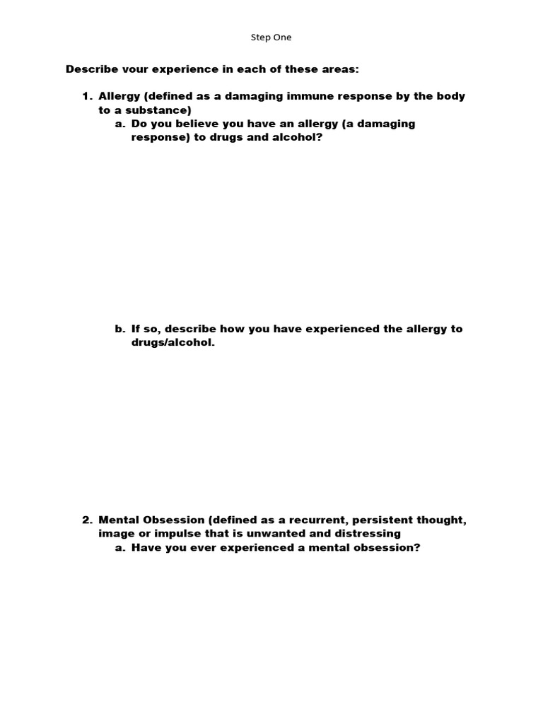 Step One | PDF | Alcoholism | Alcoholics Anonymous