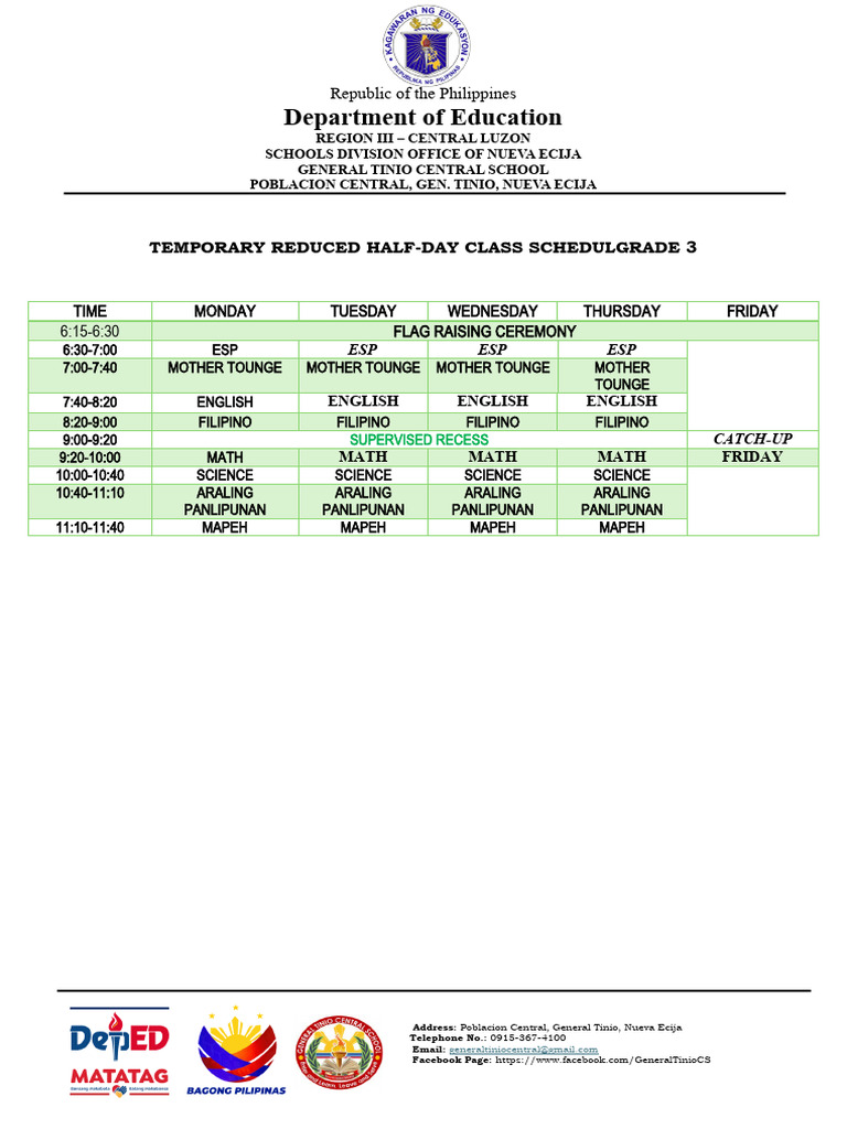 Temporary-Hald Day-Class-Sched | PDF