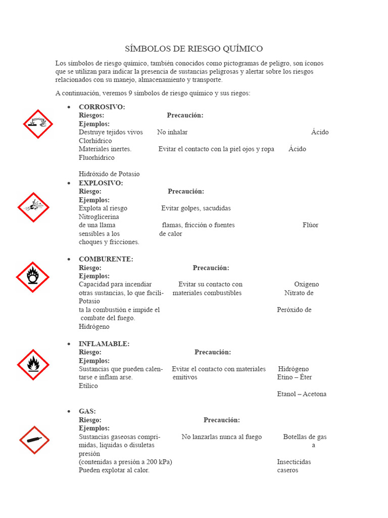 Símbolos de Riesgo Químico | Descargar gratis PDF | Materiales ...