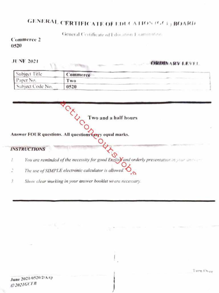 2021 O/L Commerce Paper 2 Exam | PDF | Marketing | Private Sector