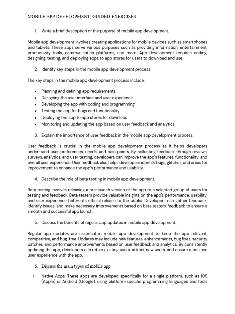 REVIEW EXERCISES | PDF | Mobile App | Usability