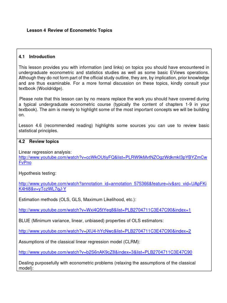 A Review Of Basic Econometrics Pdf Econometrics Regression Analysis