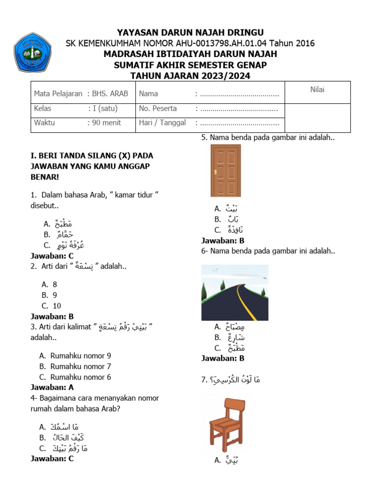 Soal BHS Arb 1 | PDF