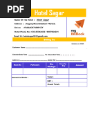 Hotel Bill Format in Word | PDF