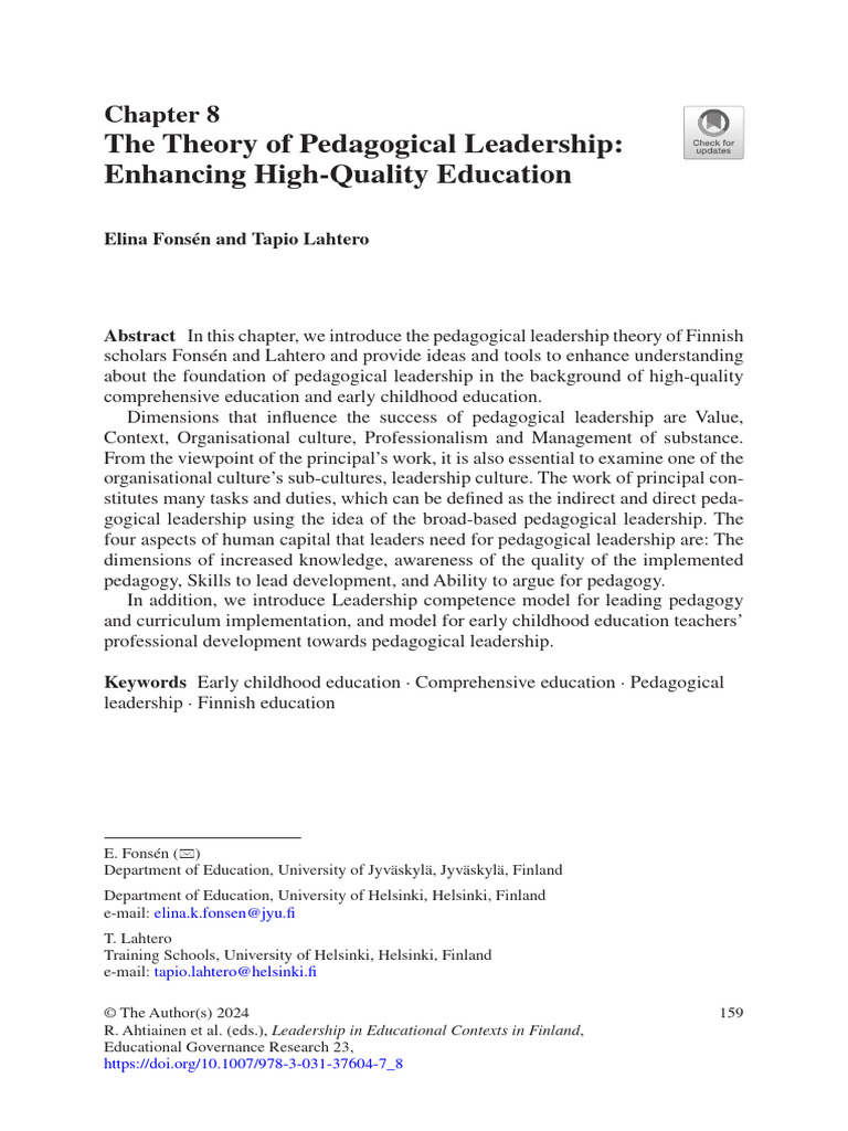 The Theory of Pedagogical Leadership Enhancing Hig | PDF | Pedagogy ...