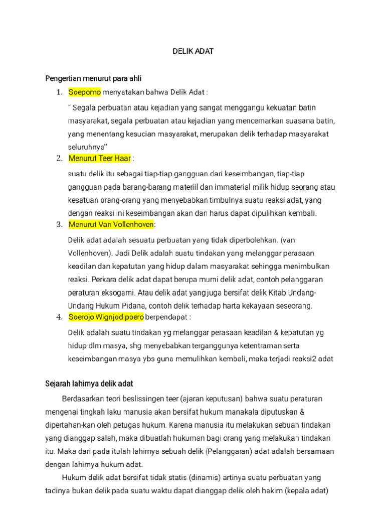 Delik Adat PDF | PDF