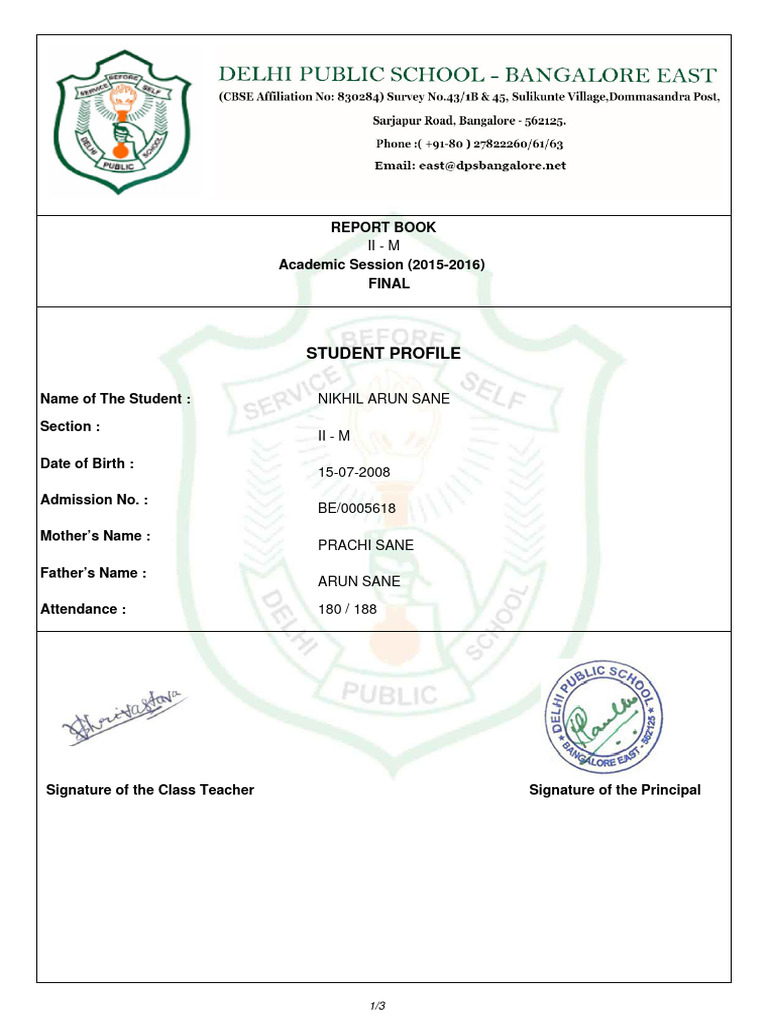 Student Profile: Report Book | PDF