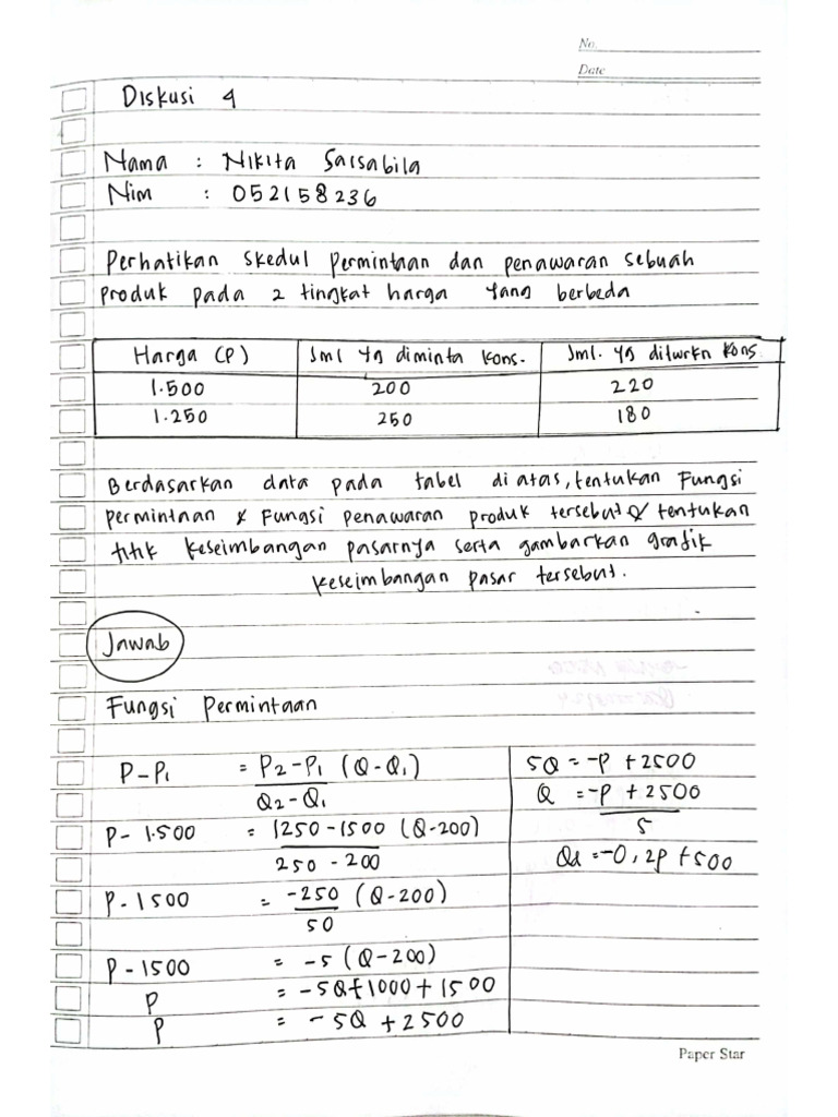 Diskusi 4 MTK Ekonomi Nikita Salsabila 052158236 | PDF