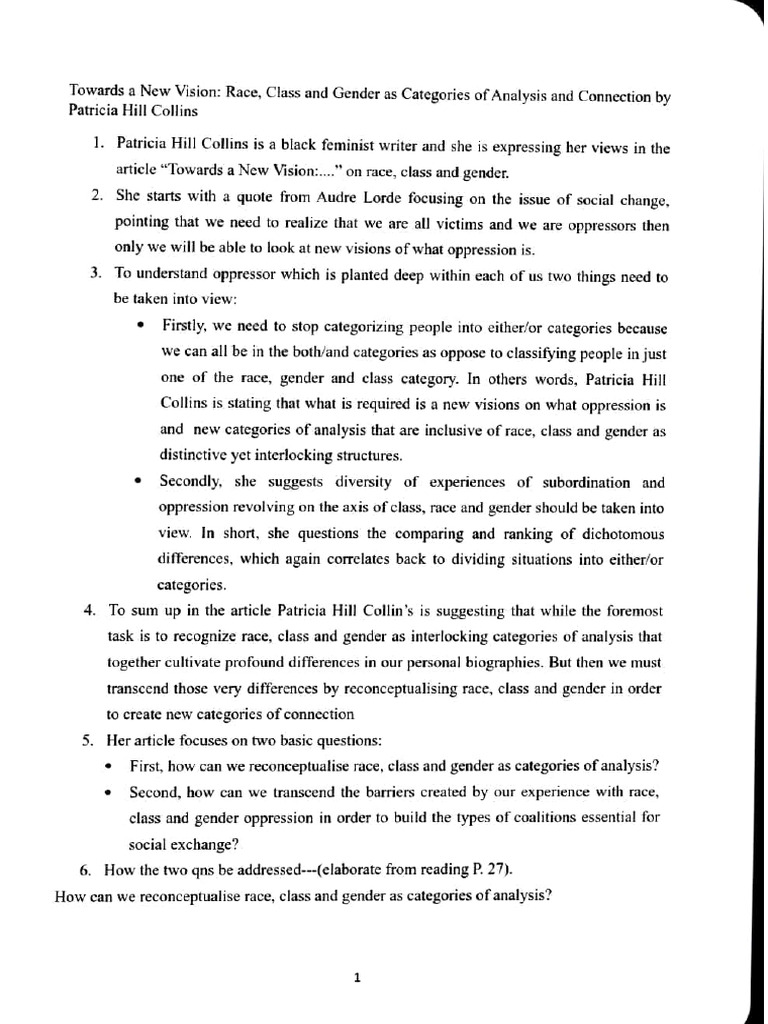 Patricia Collins | PDF | Race (Human Categorization) | Gender Studies