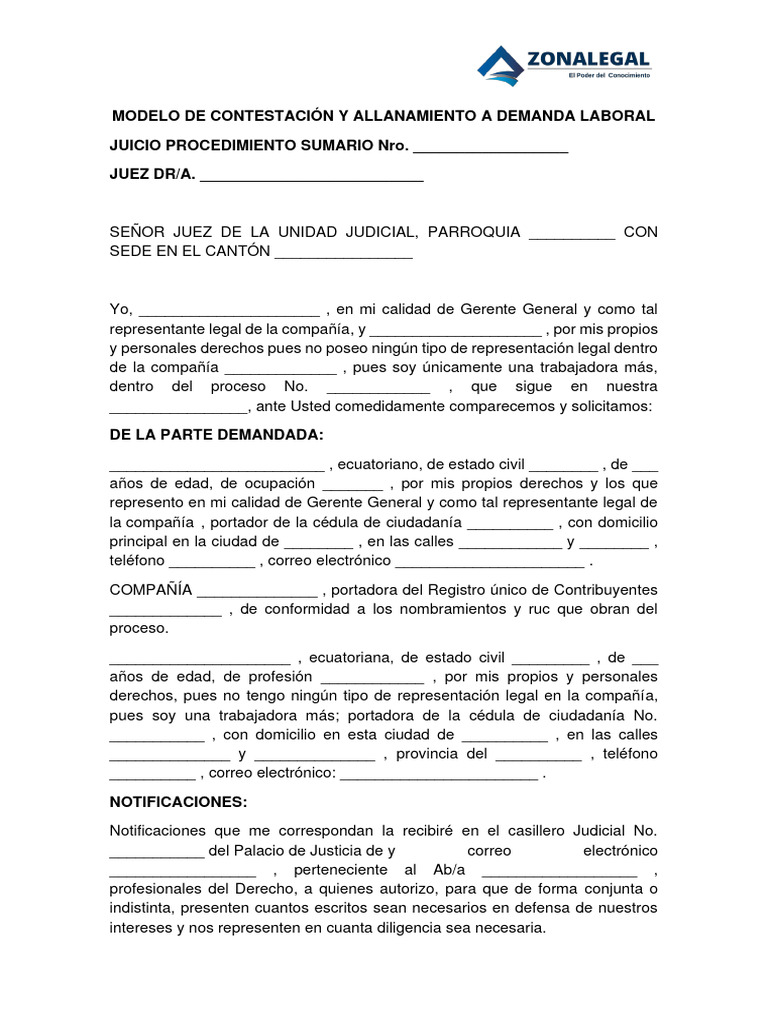 Contestación y Allanamiento a Demanda Laboral | PDF | Gobierno