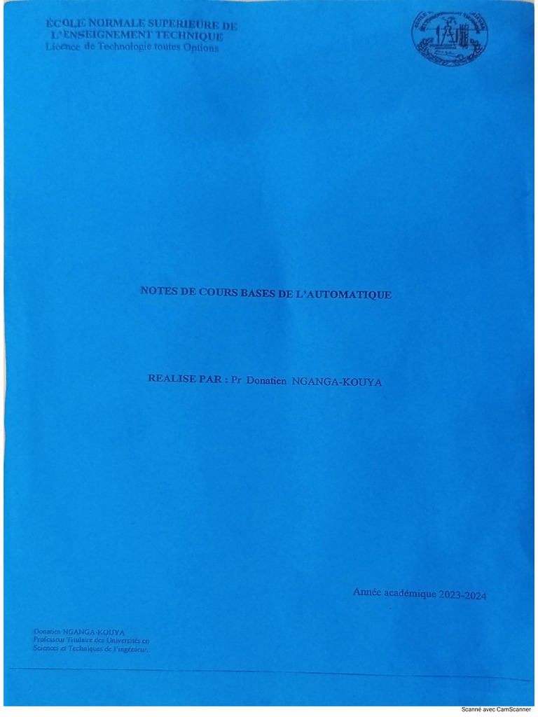 Cours D'automatique L1 | PDF