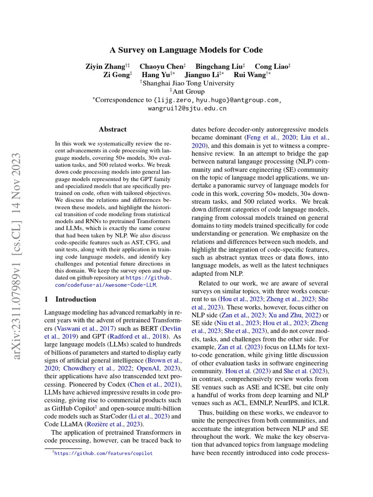 (2023) A Survey On Language Models For Code | PDF | Artificial Intelligence | Intelligence (AI ...