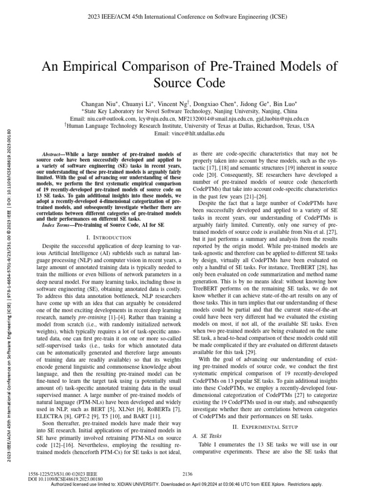 (2023) An Empirical Comparison of Pre-Trained Models of Source Code | PDF | Artificial ...