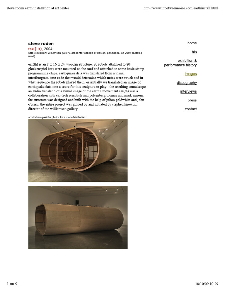 Steve Roden - Earth Installation at Art Center | PDF | Installation Art ...