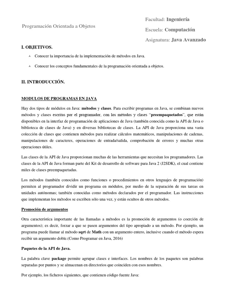 Guia 3 Java | PDF | Java (lenguaje de programación) | Objeto (informática)