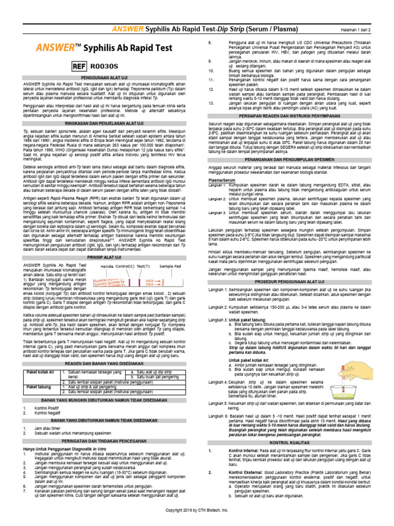 Answer: Syphilis Ab Rapid Test | PDF