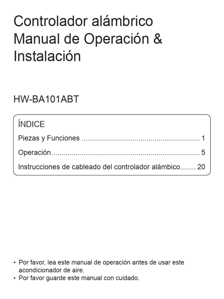 Manual de Operación HW-BA101ABT | PDF | Refrigeración | Bienes ...