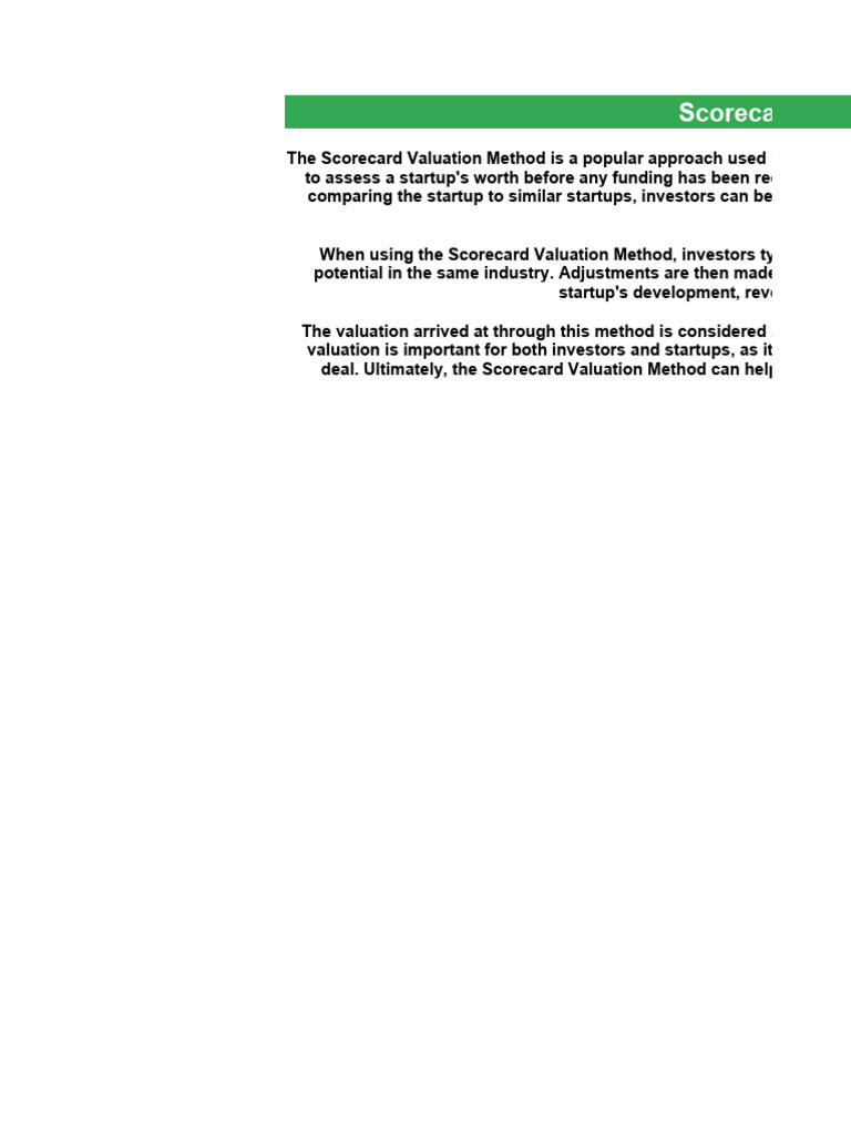 Scorecard Valuation Method 1 GCBQBQ | PDF | Valuation (Finance ...
