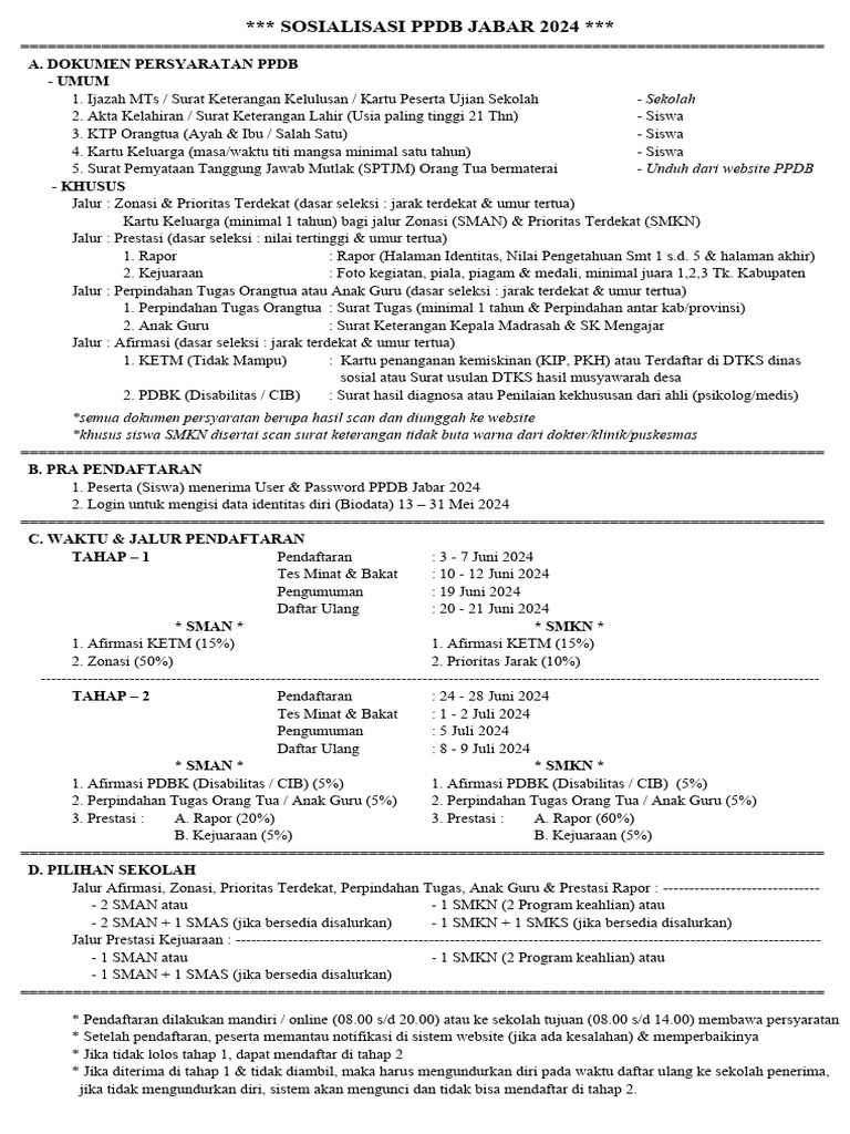 PPDB Jawa Barat Tahun 2024 | PDF