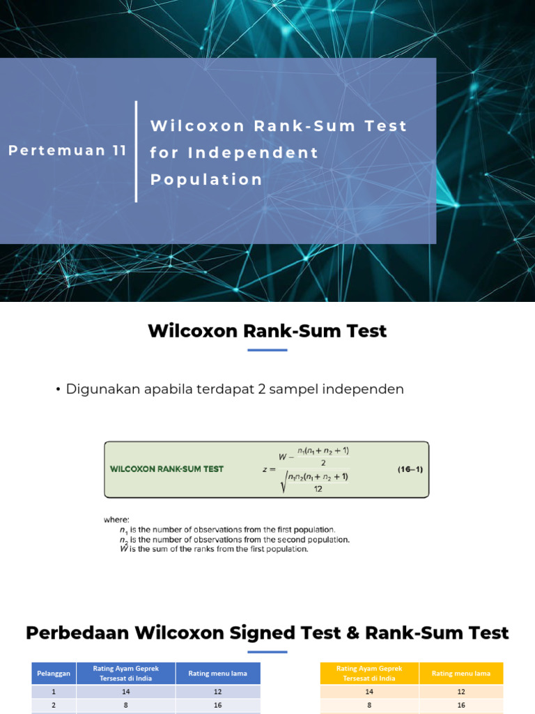 Wilcoxon Rank-Sum Test: Contoh dan Analisis | PDF