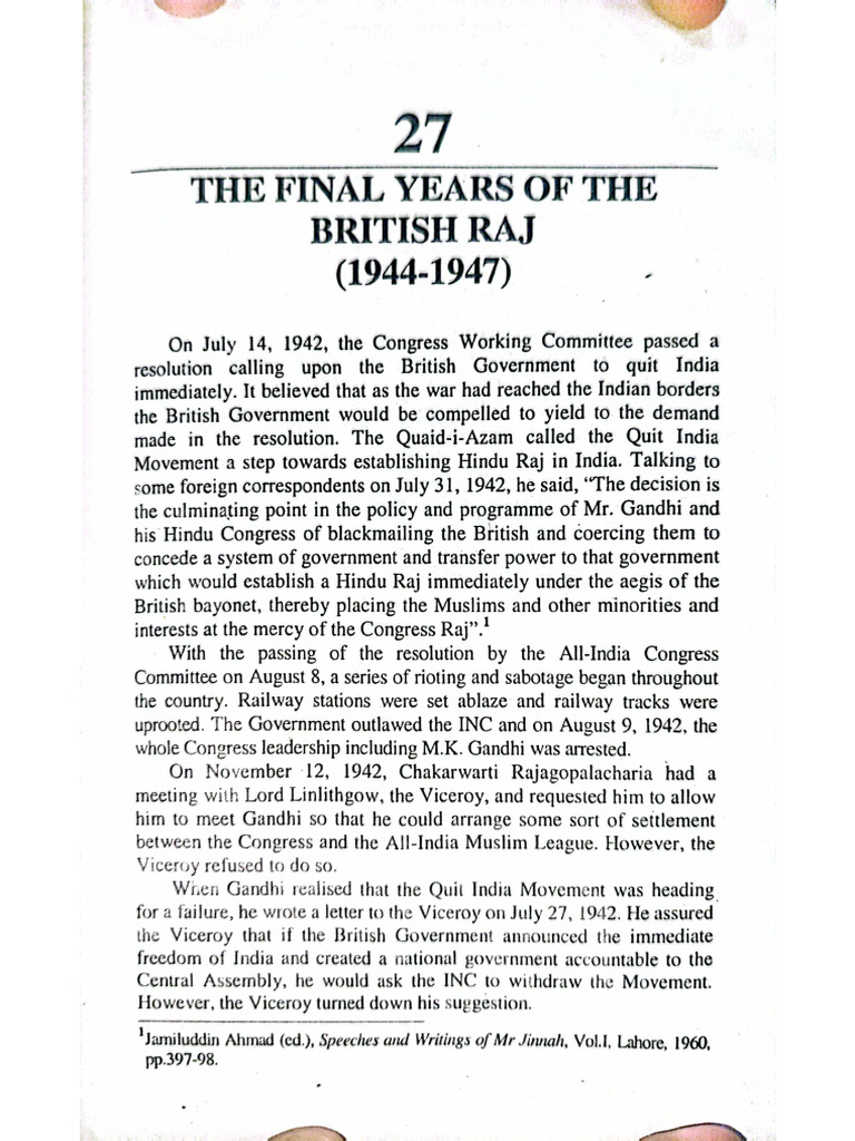 The Final Year of British Raj | PDF