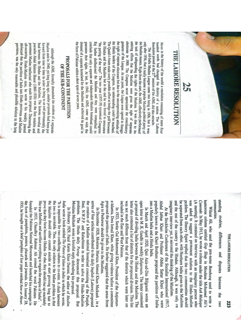 The Lahore Resolution | PDF