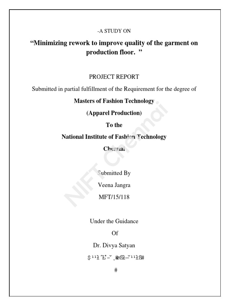 Minimize Garment Rework for Quality Improvement | PDF | Six Sigma ...