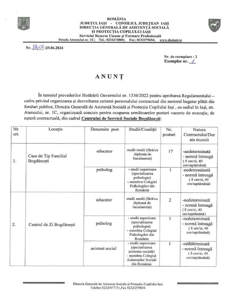 Anunt Concurs 27 Mai 2024 | PDF