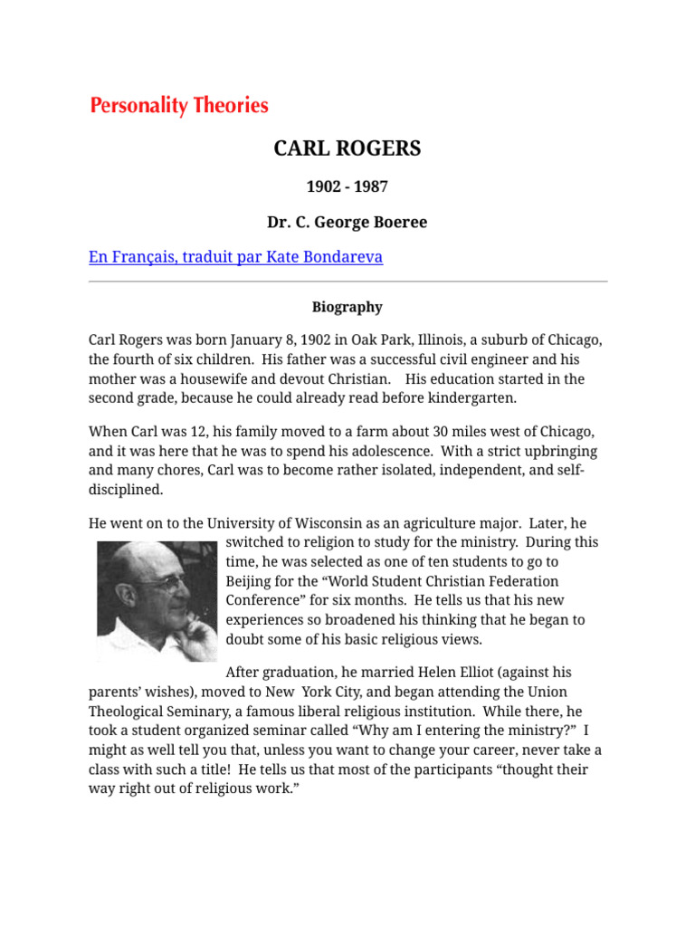 Rogers | PDF | Psychotherapy | Psychological Concepts