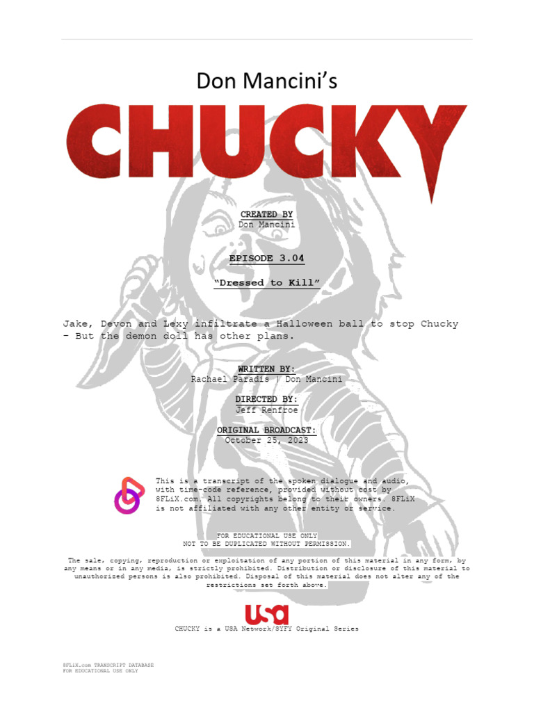 Chucky Transcript 304 Dressed To Kill | PDF