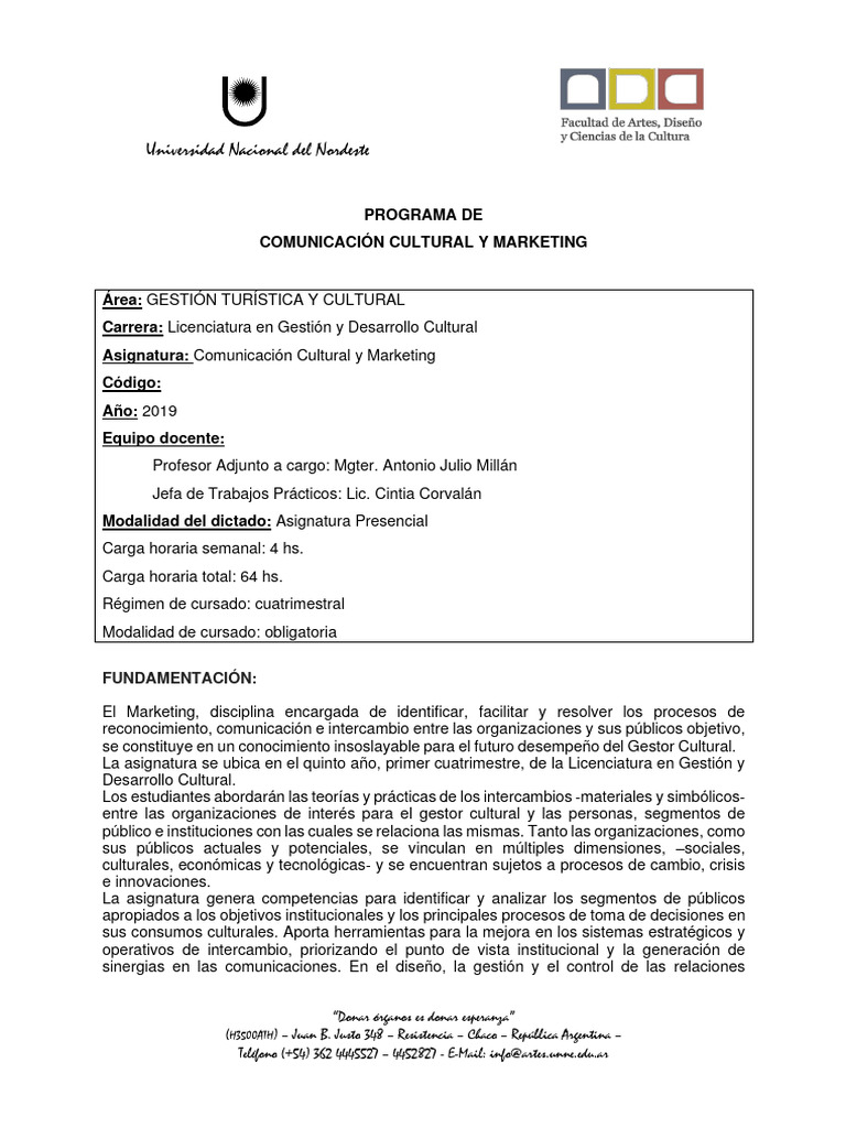 Programa COMUNICACIÓN CULTURAL Y MARKETING - Res301-19CD - FA - 220309 ...
