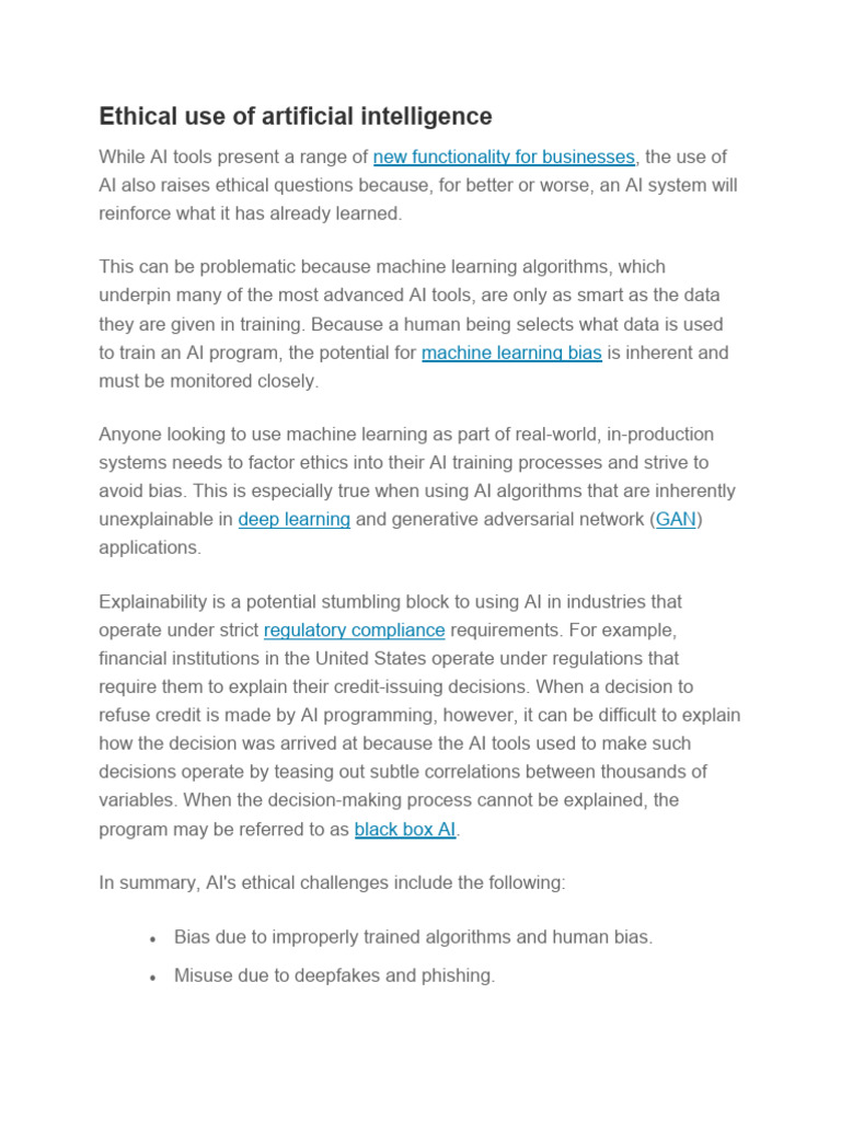 Ethical Challenges in AI Usage | PDF