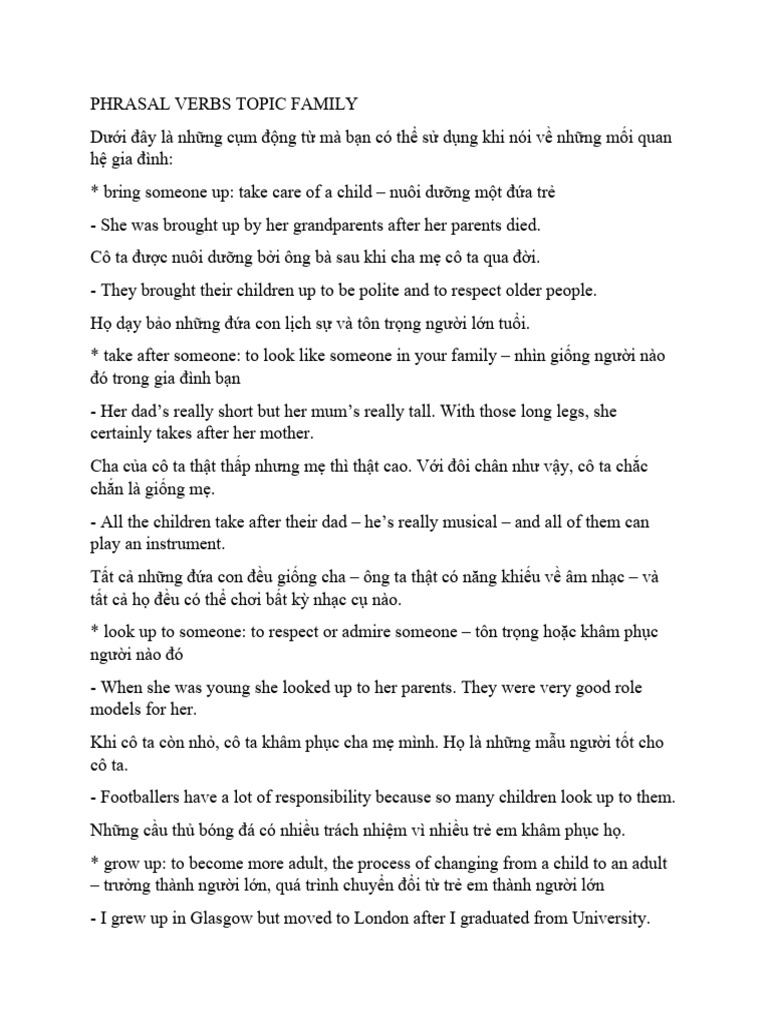 PHRASAL VERBS TOPIC FAMILY | PDF