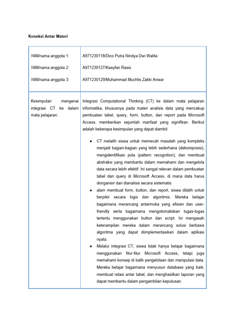 Integrasi Computational Thinking di Informatika | PDF | Komputer