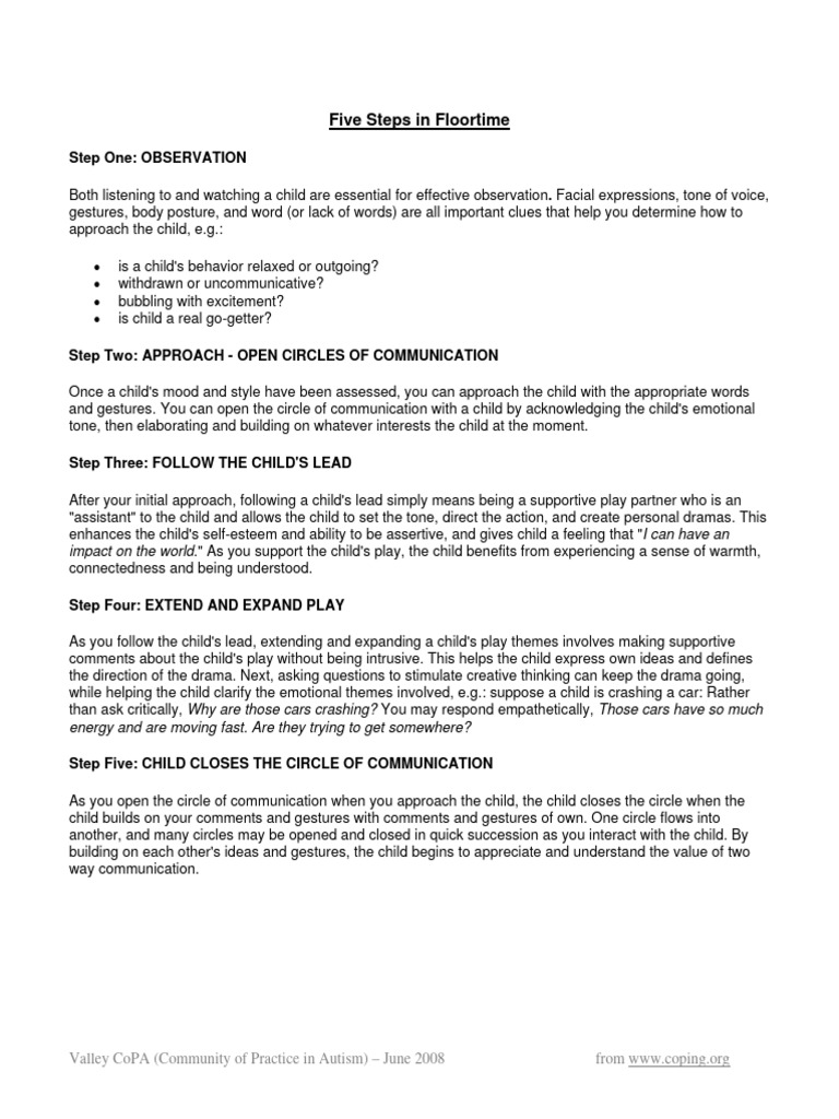 Floortime Steps and Strategies | PDF | Communication | Anger