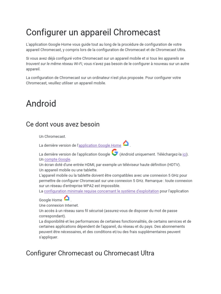 Guide de configuration Chromecast | PDF | Android (Système d ...