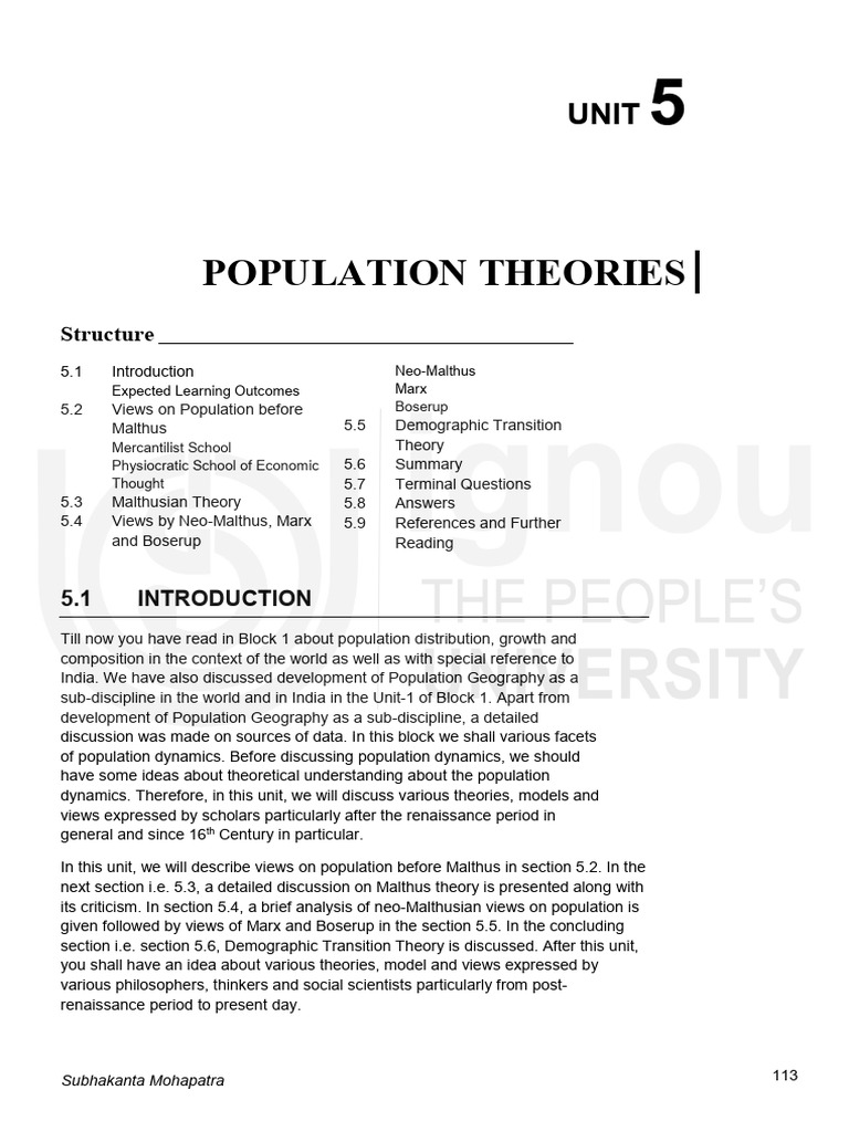 Unit 5 Population Theories | PDF | Mercantilism | Capitalism