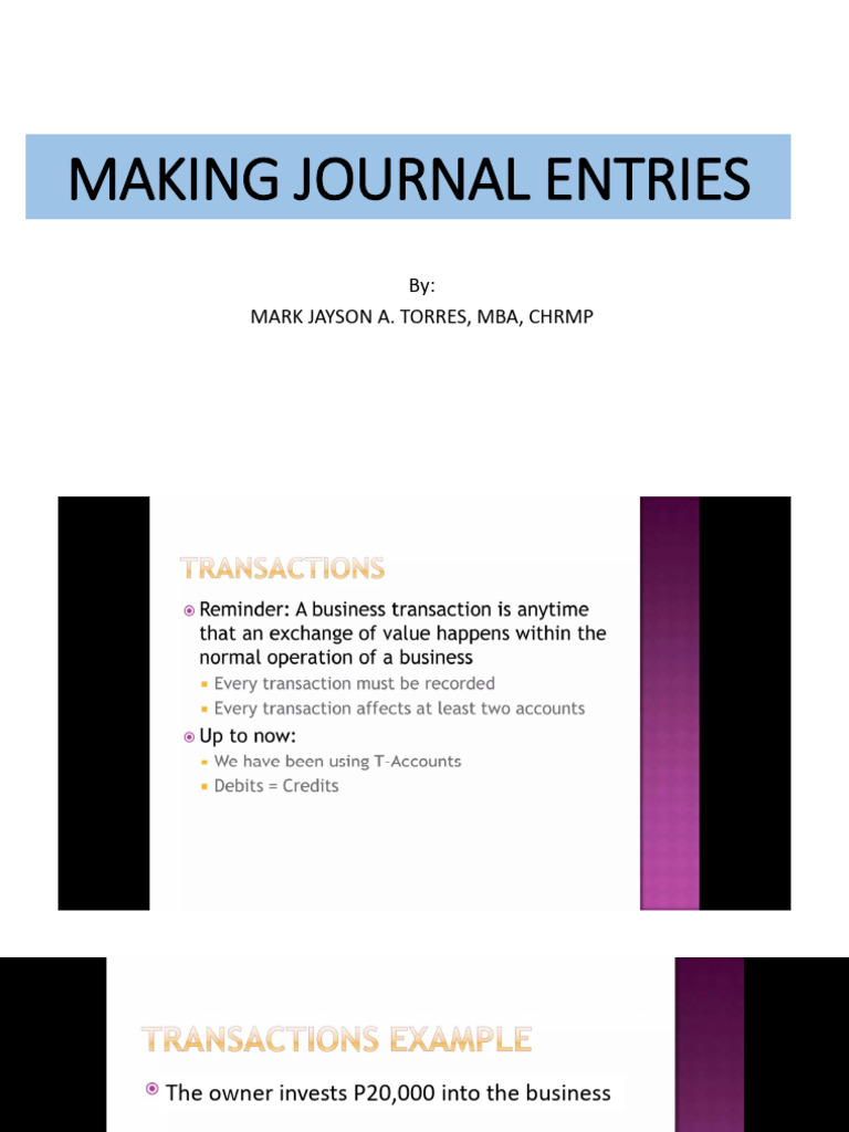 Making Journal Entries | PDF | Expense | Debits And Credits