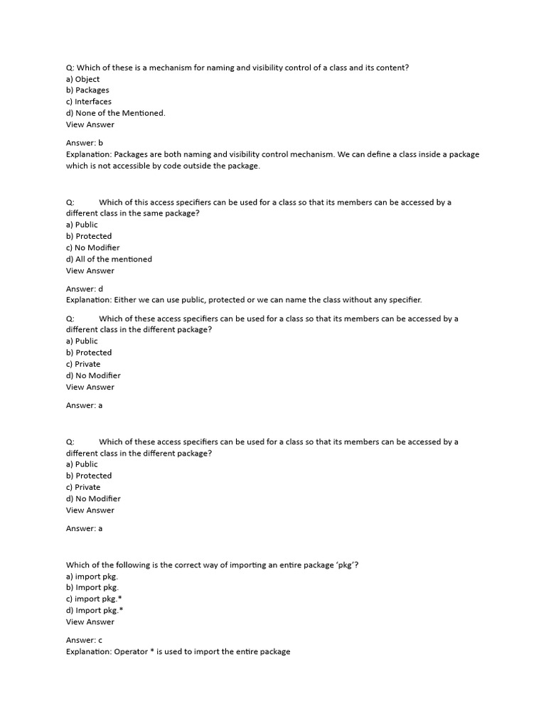 Java - Lang Package - Quiz and Interview Q&A | PDF | Computer ...