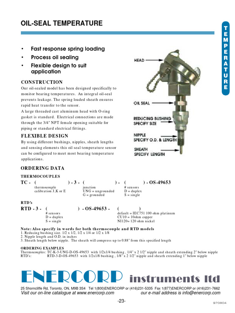 Enercorp: Instruments LTD | PDF | Thermocouple | Mechanical Engineering