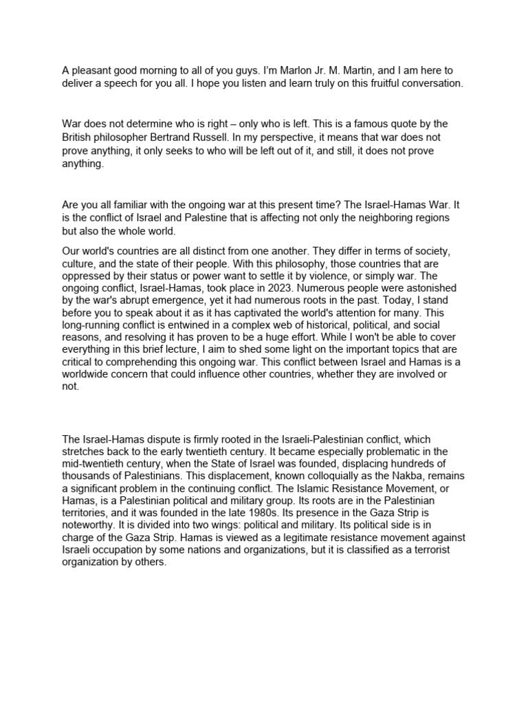 Script - Speech Purcom | PDF | Hamas | Israel