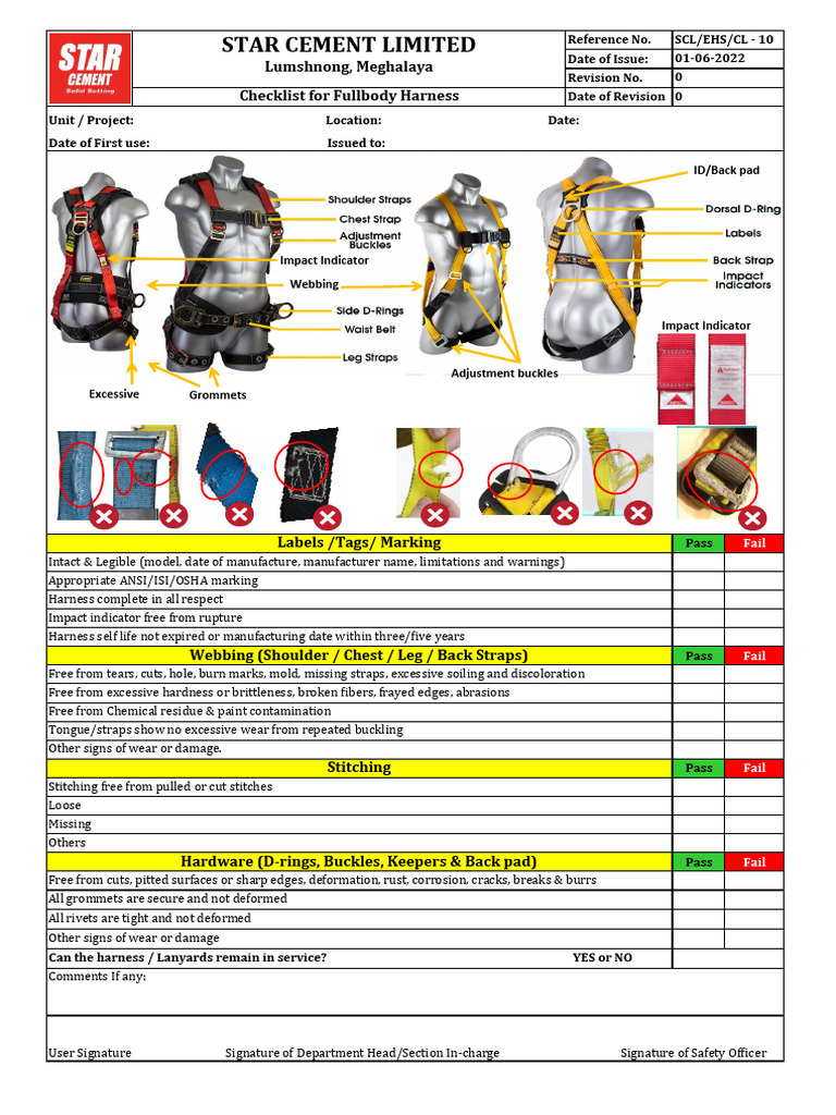10 Checklist Safety Harness | PDF | Wear | Materials