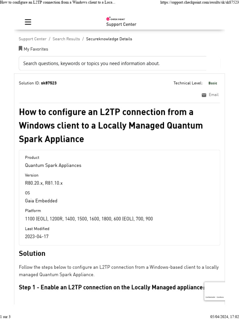 How To Configure An L2TP Connection From A Windows Client To A Locally Managed Quantum Spark ...
