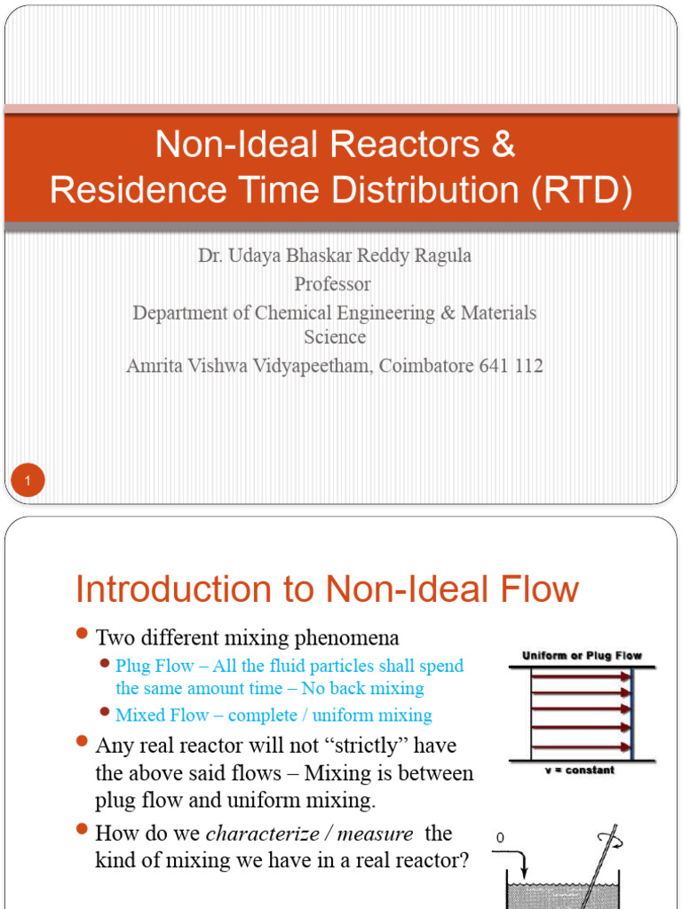 NonIdeal Reactors - RTD | PDF | Process Engineering | Mechanical Engineering