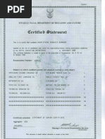 Matric Statement of Results | PDF